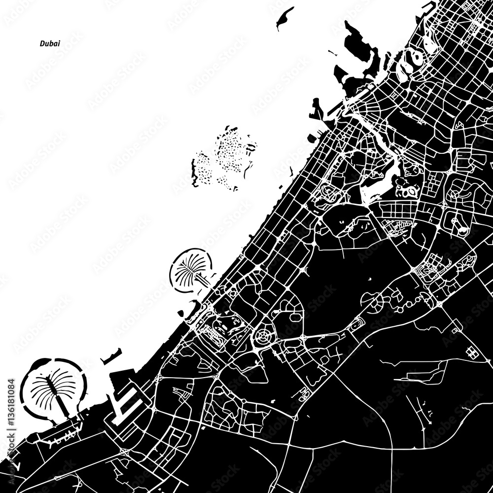 Dubai Vector Map Stock Vector | Adobe Stock