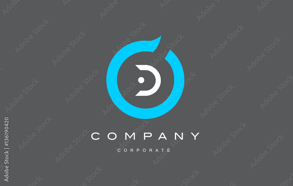 D letter alphabet blue circle logo vector design Stock Vector | Adobe Stock