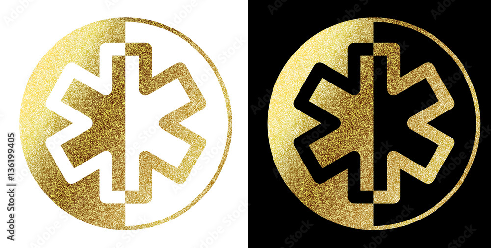 Medical Symbol Logo Golden in White and Black background Stock Vector ...