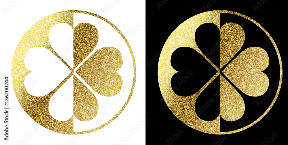 Clover Logo Golden in White and Black background Stock Vector | Adobe Stock