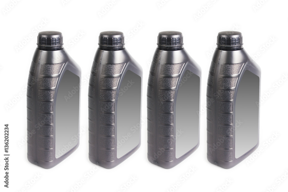 Plastic container for motor oil isolated on white background, 1 liter ...