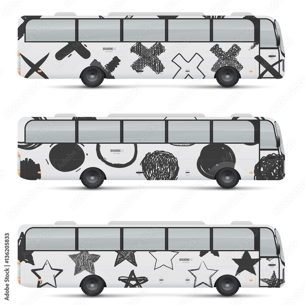 Mockup of passenger bus. Design templates for transport. Branding for ...