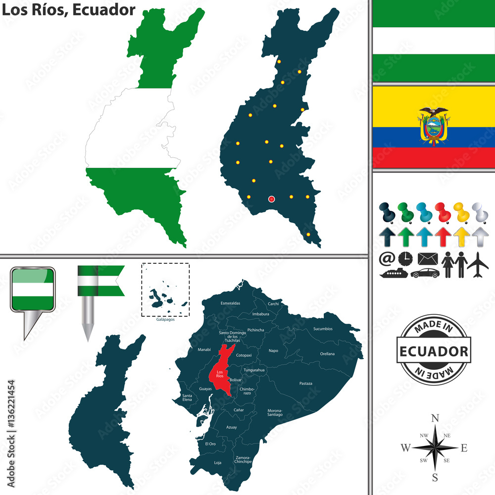 Map of Los Rios, Ecuador vector de Stock | Adobe Stock