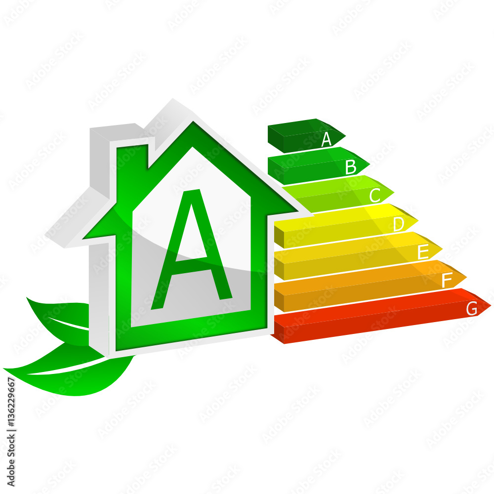 Maison énergie niveau A avec niveau dpe Stock Vector | Adobe Stock