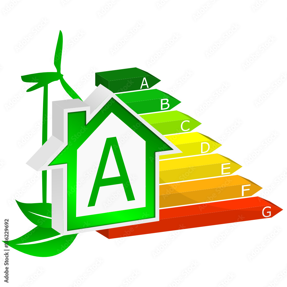 Maison énergie niveau A avec niveau dpe Stock Vector | Adobe Stock