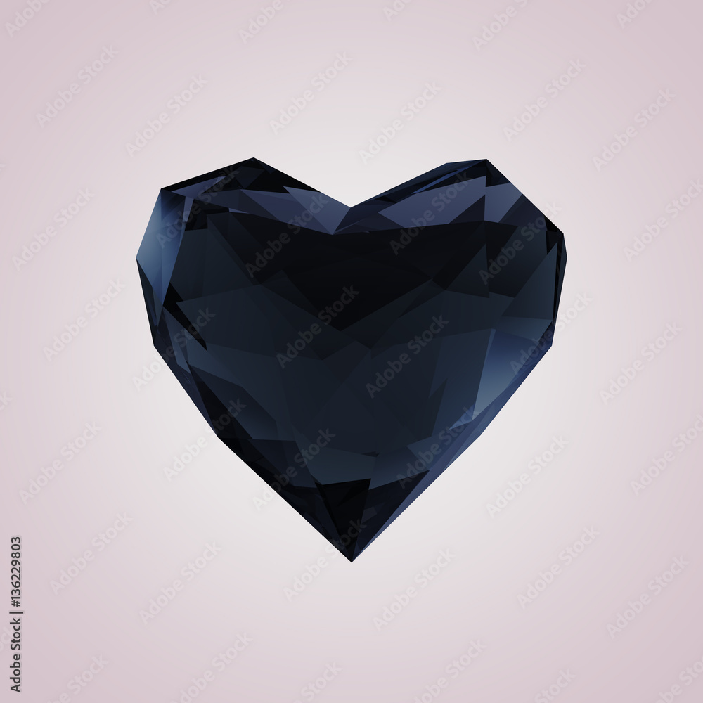 black to blue crystal hart on the soft pink background Stock ...
