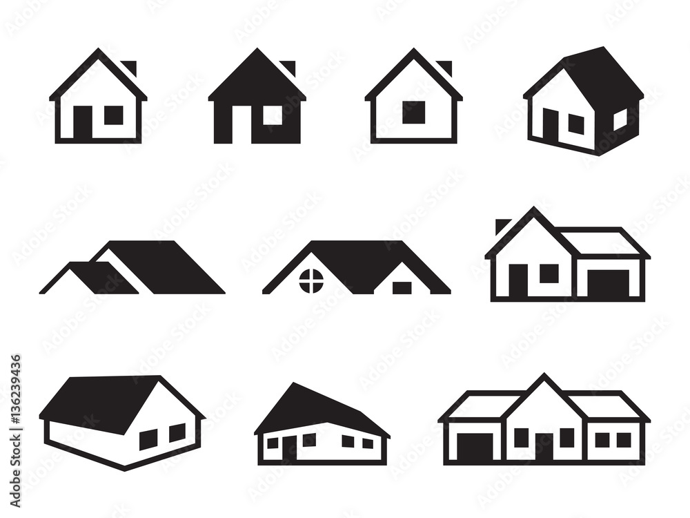 Houses icons set Stock Vector | Adobe Stock Houses icons set Stock Vector | Adobe Stock