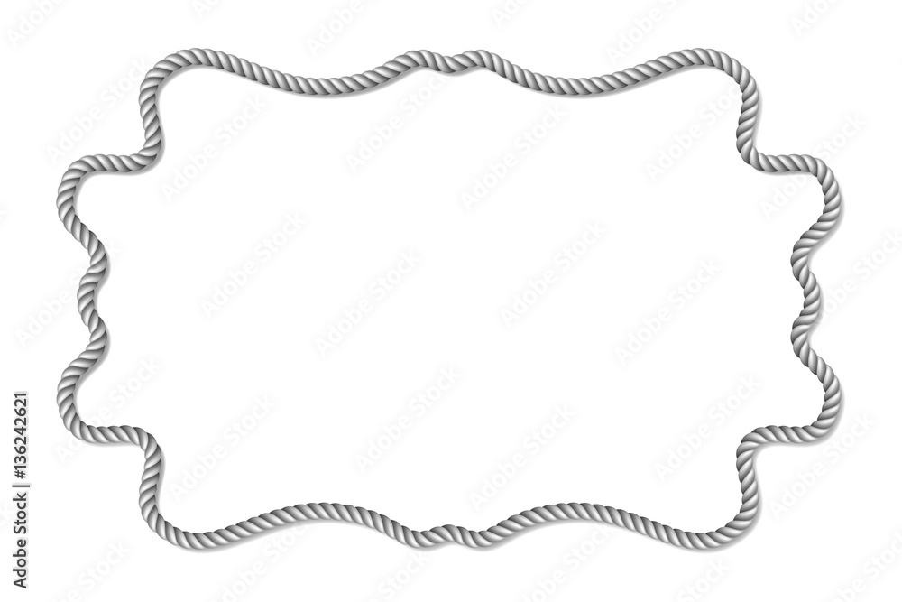 Gray rope woven vector border, horizontal vector frame, isolated on ...