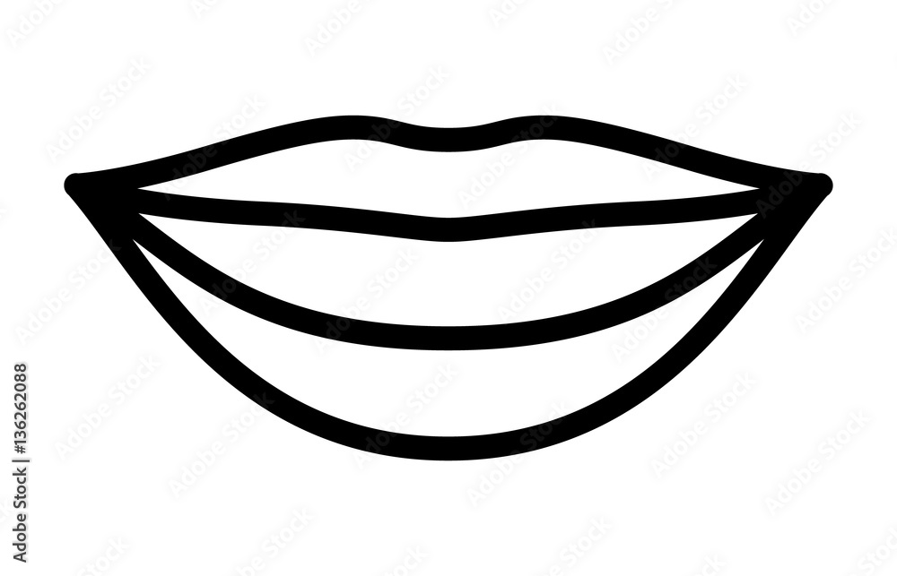 Smiling Lips Line Drawing | Lipstutorial.org