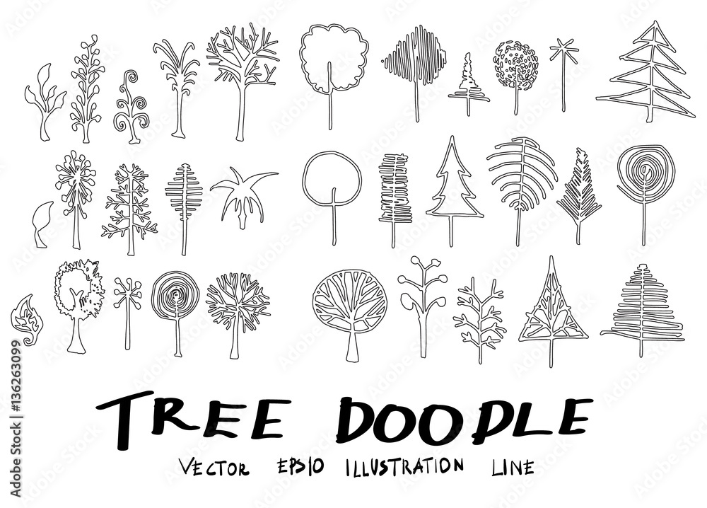 Set of tree doodles vector eps10 Stock Vector | Adobe Stock