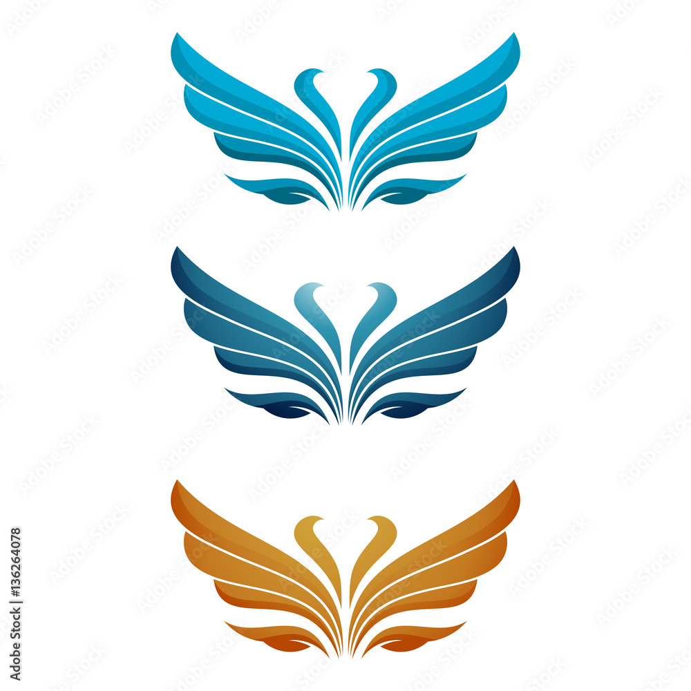 Fly Bird Wings Elegant Symbol Illustration Stock Vector | Adobe Stock