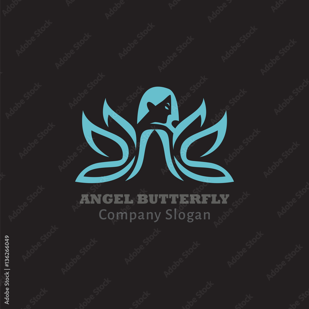 Flying Woman with Wings Logo abstract design vector template. Creative ...