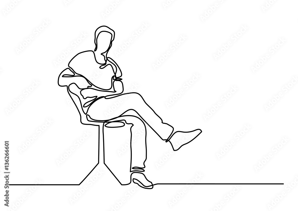 continuous line drawing of sitting man Stock Vector | Adobe Stock