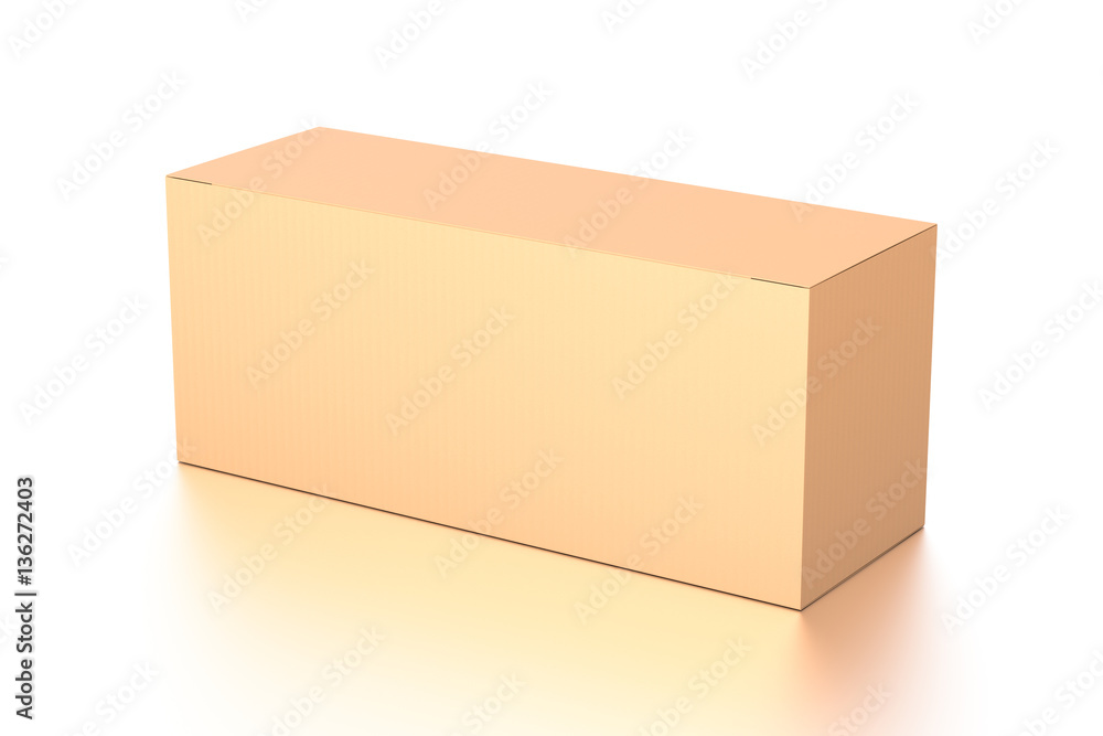 Brown corrugated cardboard box from top side angle. Blank, horizontal ...