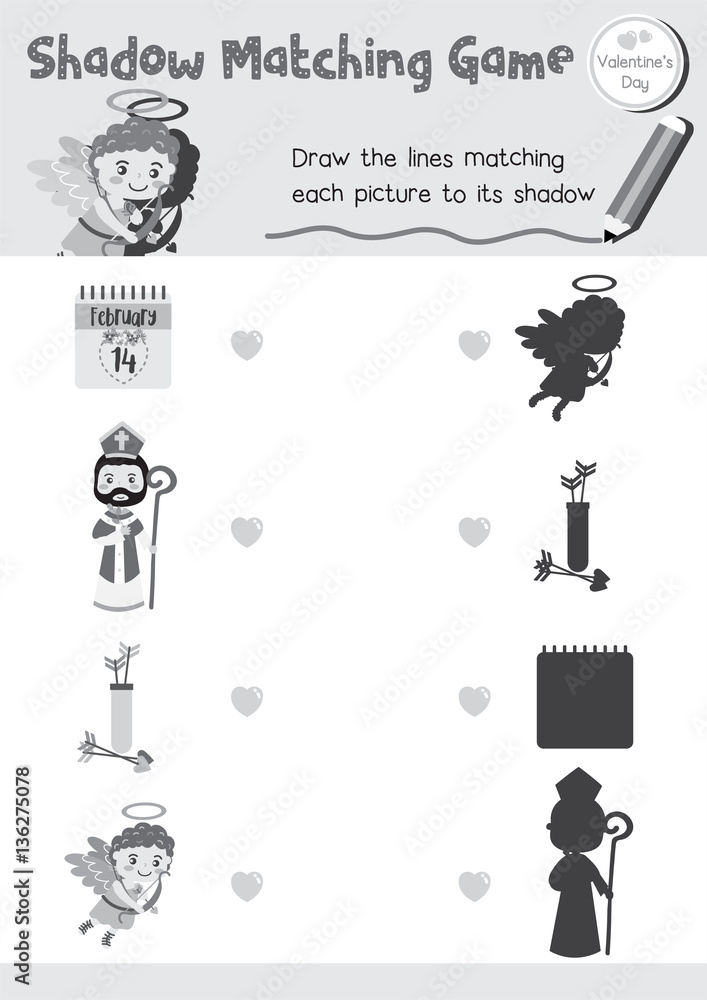 Shadow matching game for preschool kids activity worksheet in ...