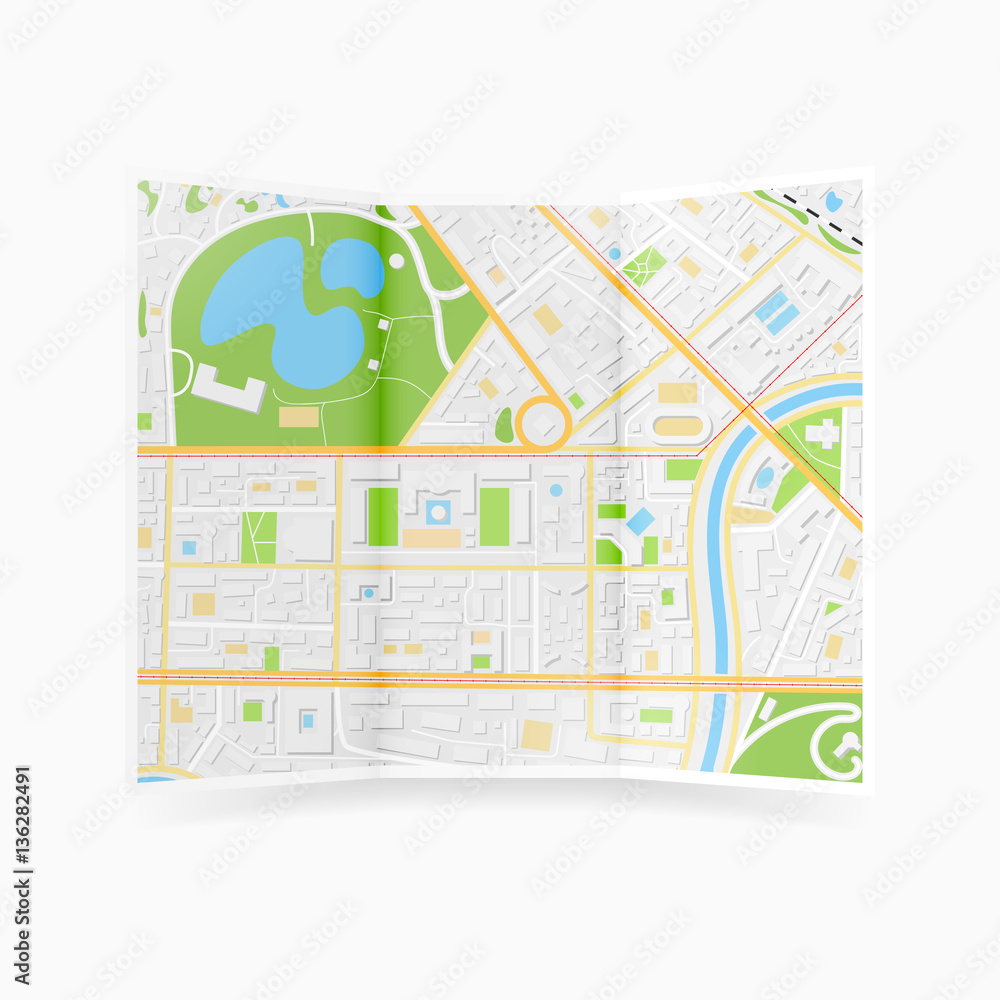 Vector city map brochure on white background Stock Vector | Adobe Stock
