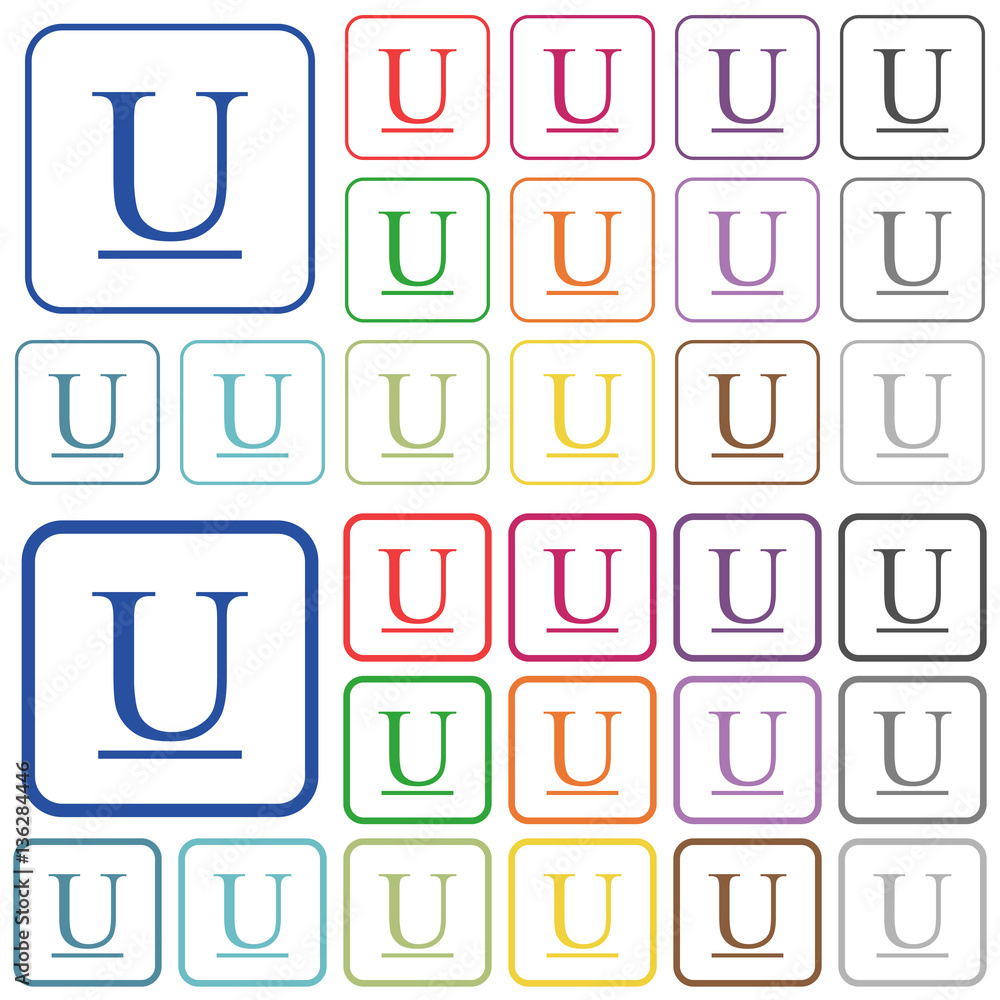 Underlined font type outlined flat color icons Stock Vector | Adobe Stock