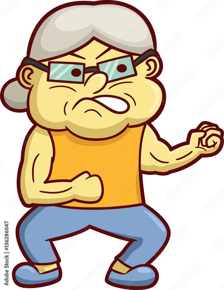 Strong Grandmother Cartoon Illustration Isolated on White Background ...