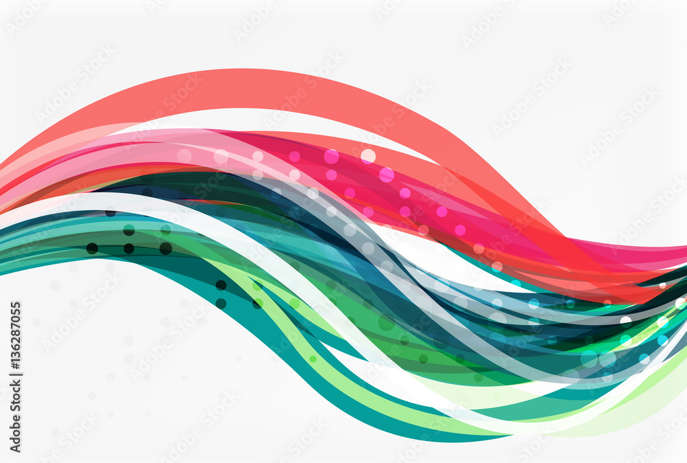 Vector color wave lines with dotted effect on light background Stock ...