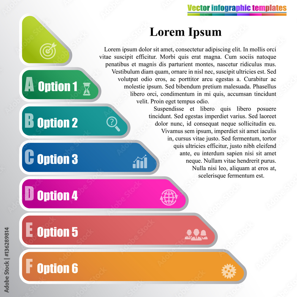 Triangle pyramid infographic template with 6 steps. Parts of the chart ...