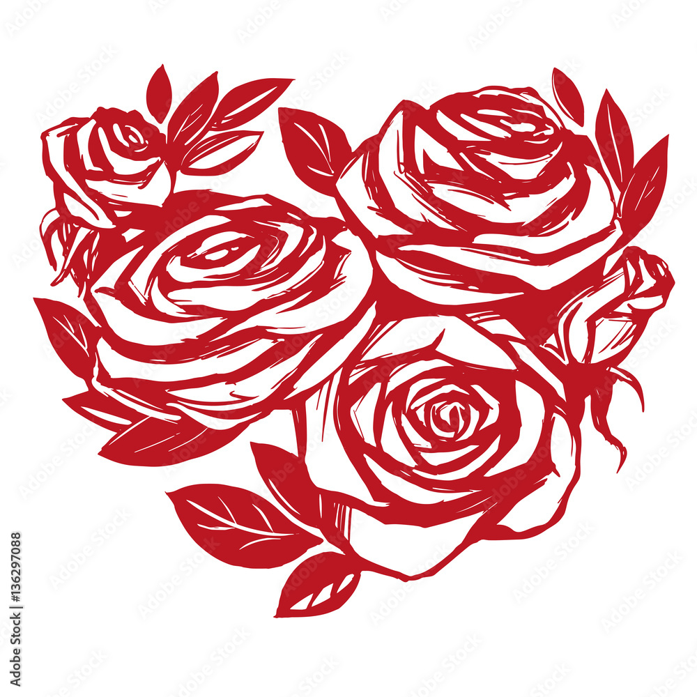 Cartoon Hearts And Roses