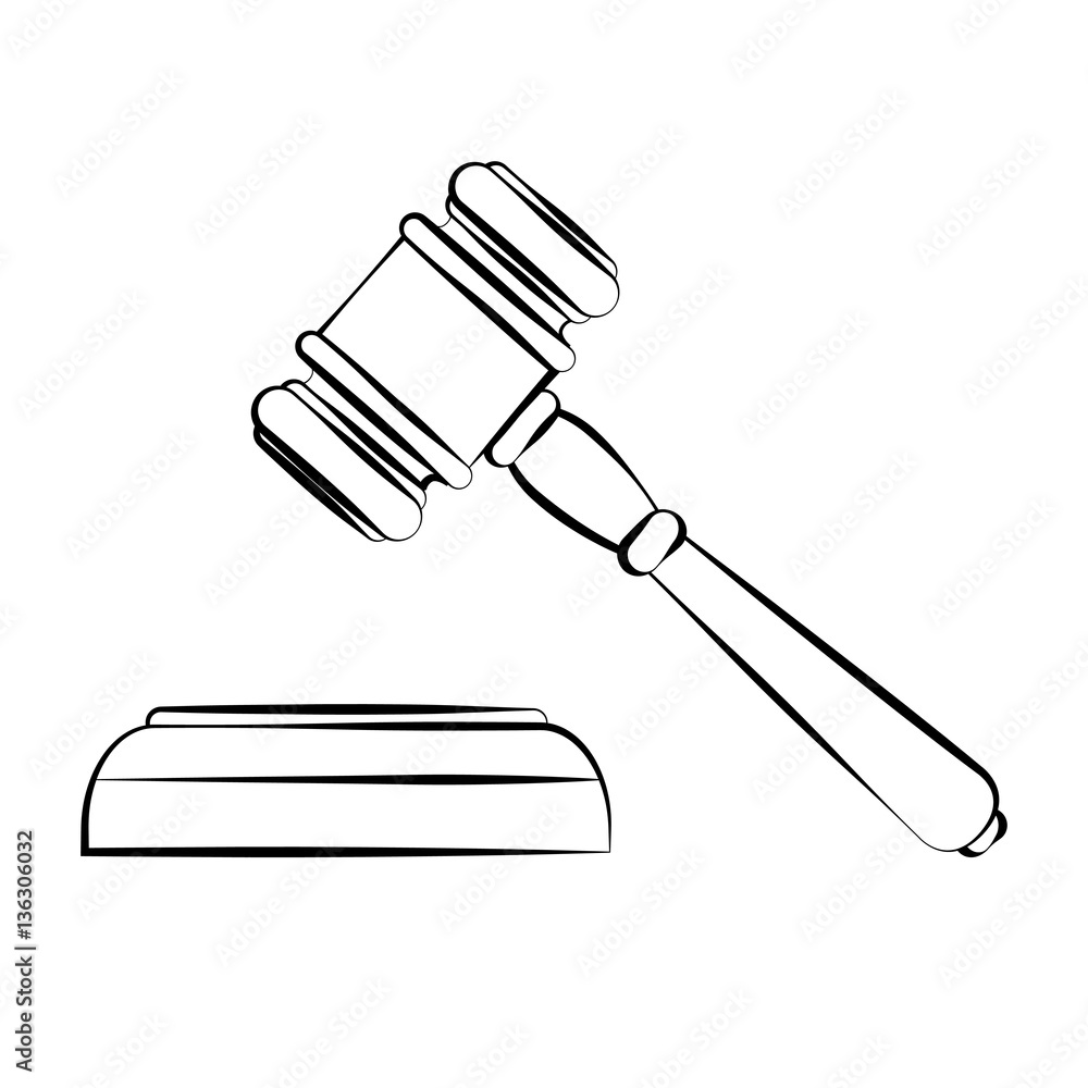 vector illustration of court hammer in contours Stock Vector | Adobe Stock