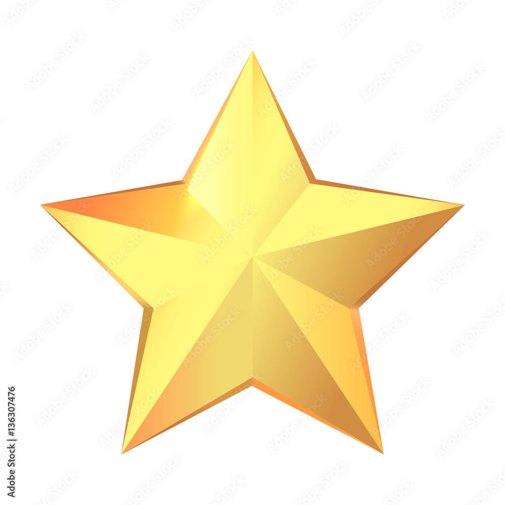 Trophy. Big Gold Star Isolated on White Background Stock Vector | Adobe ...