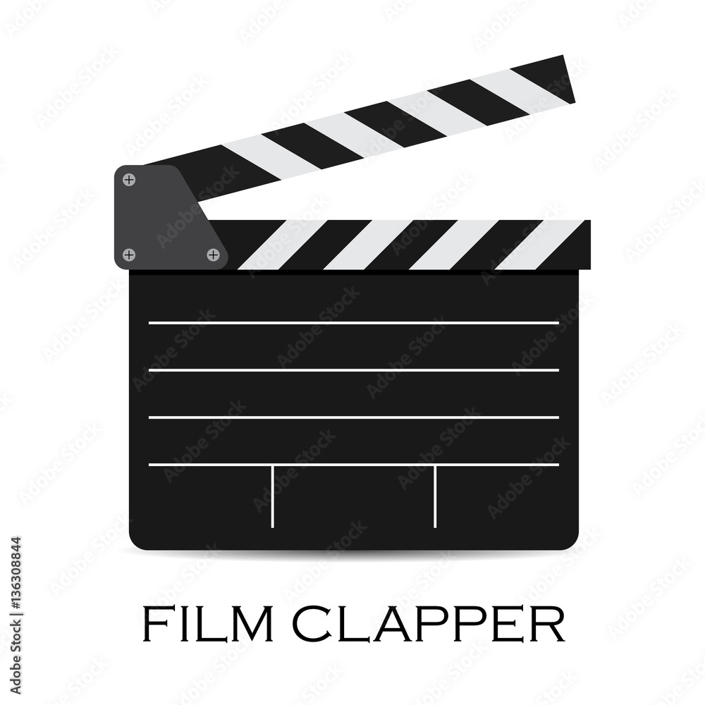 vector illustration of black film clapper isolated on white Stock ...