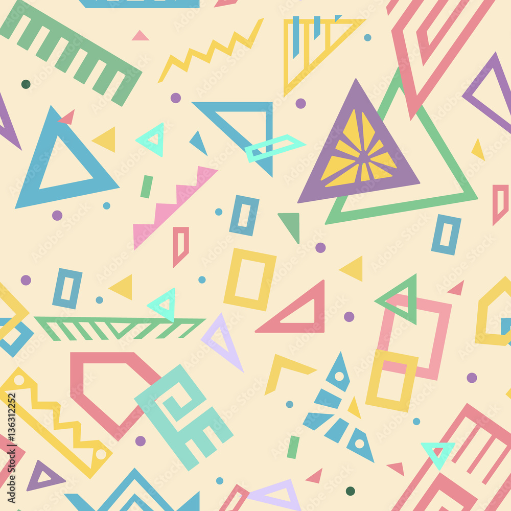 Memphis Style Vector Seamless Pattern Stock Vector Adobe Stock