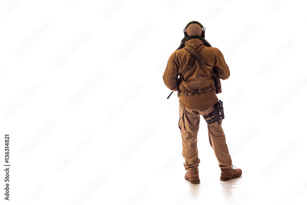 portrait of a man military outfit a mercenary soldier in modern times ...