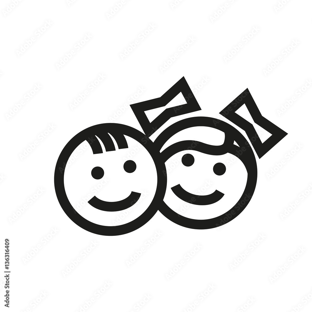 Children linear icon. Thin line illustration. Vector isolated outline ...
