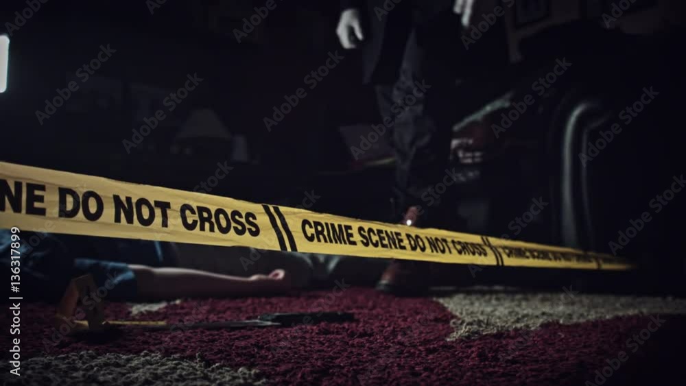 Vidéo Stock 4K Crime Scene Detective Collecting Evidence in Plastic Bag ...