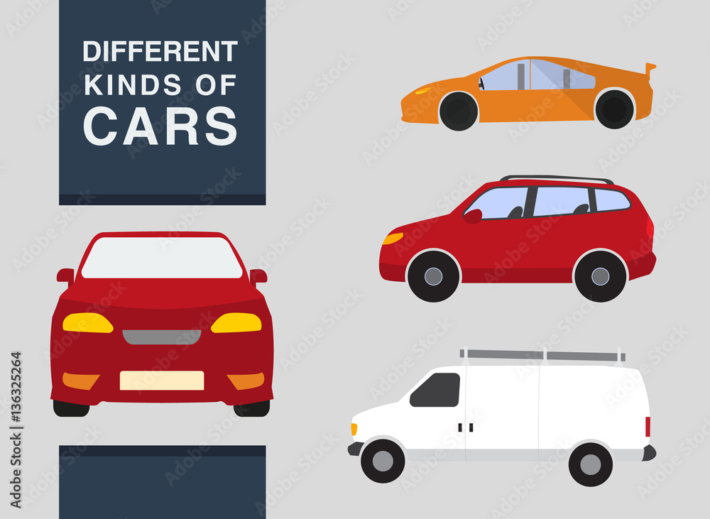 Vecteur Stock Three types of cars: a crossover sports car and a truck ...