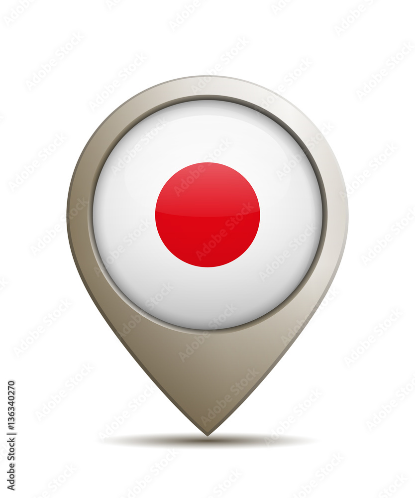 Vector Illustration Of A Straight Location Pin With Japanese National ...