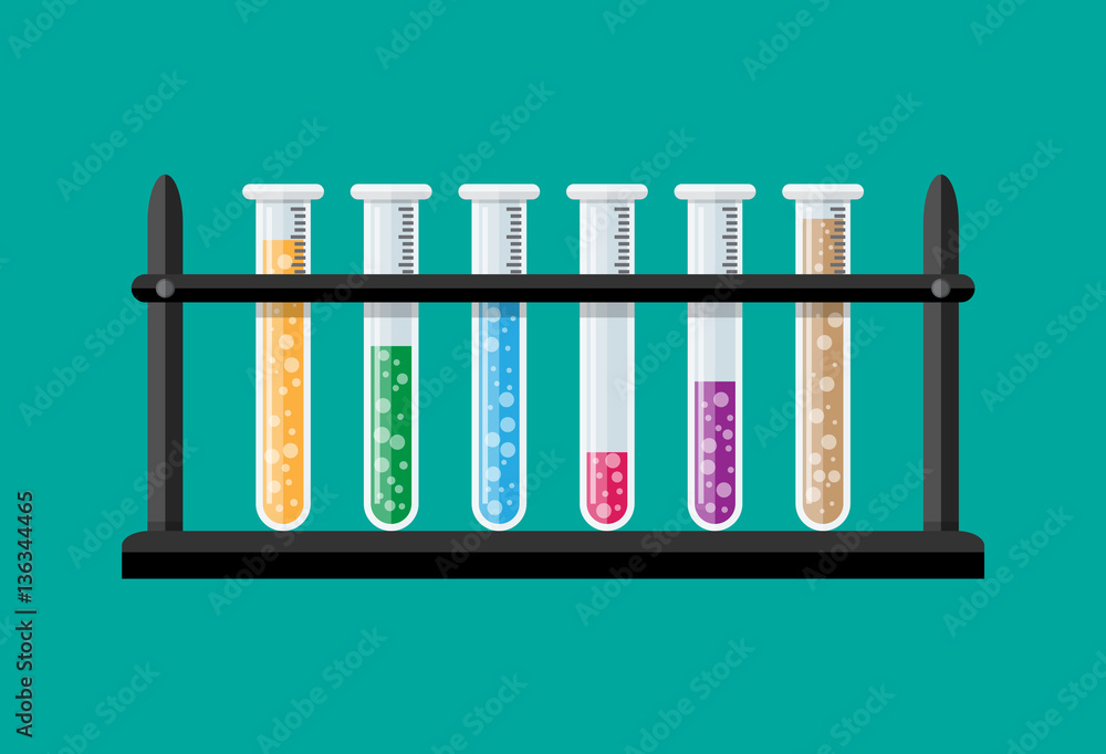 Test glass tubes in rack Stock Vector | Adobe Stock