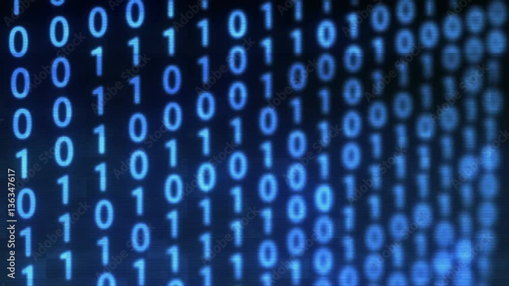 Technological Digital binary data glitch background with representation of binary code. Binary ...