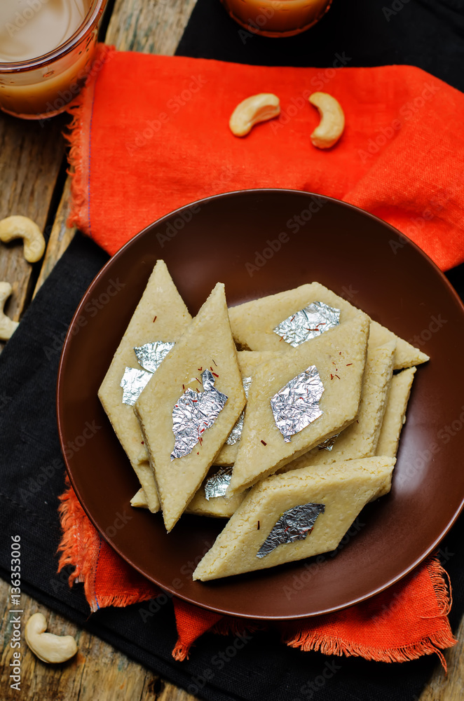 Cashew fudge. Kaju Katli. Indian sweets Stock Photo | Adobe Stock