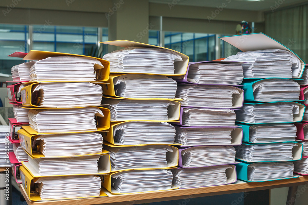 Close up stack of paper on the office desk Stock Photo | Adobe Stock