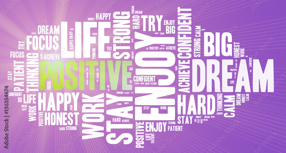 Positive words. Positive thinking, attitude concept. Stock Illustration ...