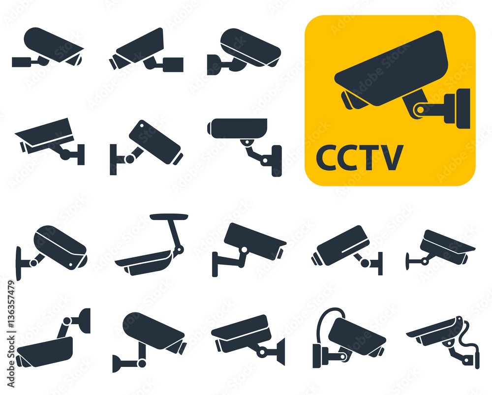 CCTV security cameras vector icons set, video surveillance Stock Vector ...