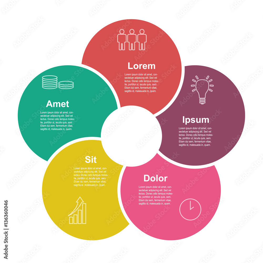 five step circle vector infographic template Stock Vector | Adobe Stock