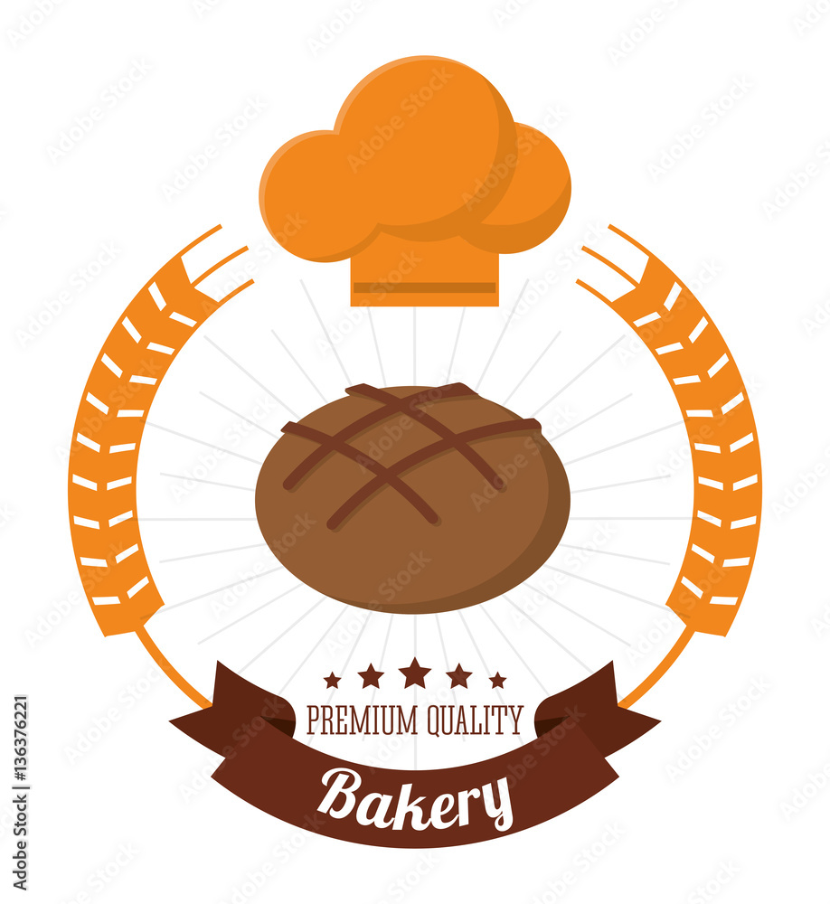 bakery integral bread chef hat premium quality label vector ...