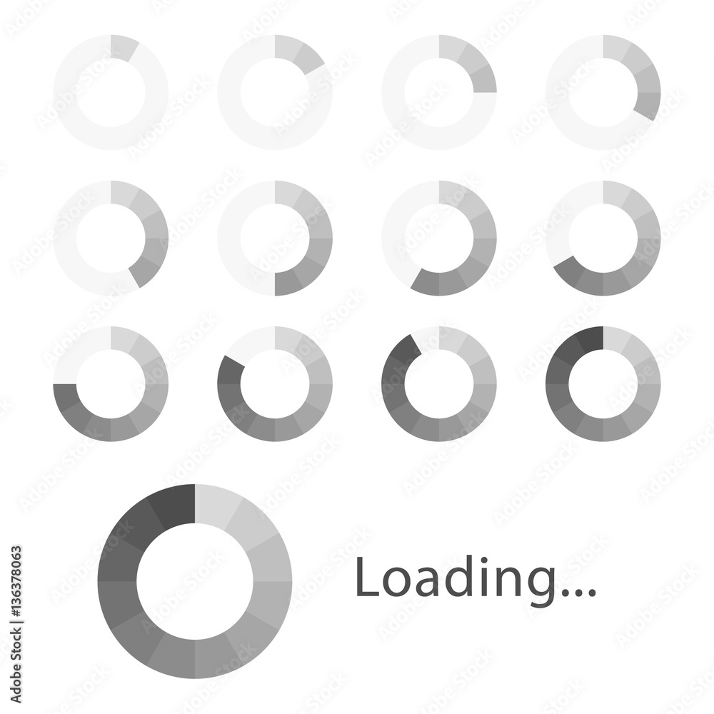 Circular loading sign, isolated on white background, vector ...