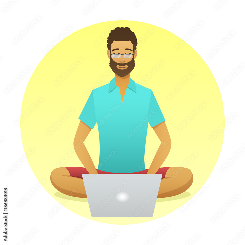 Man Meditating Cartoon