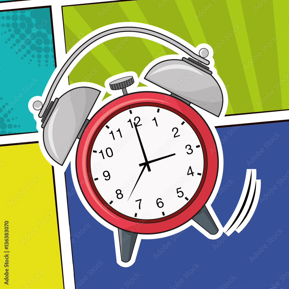 clock time pop art design colored background vector illustration eps 10 ...