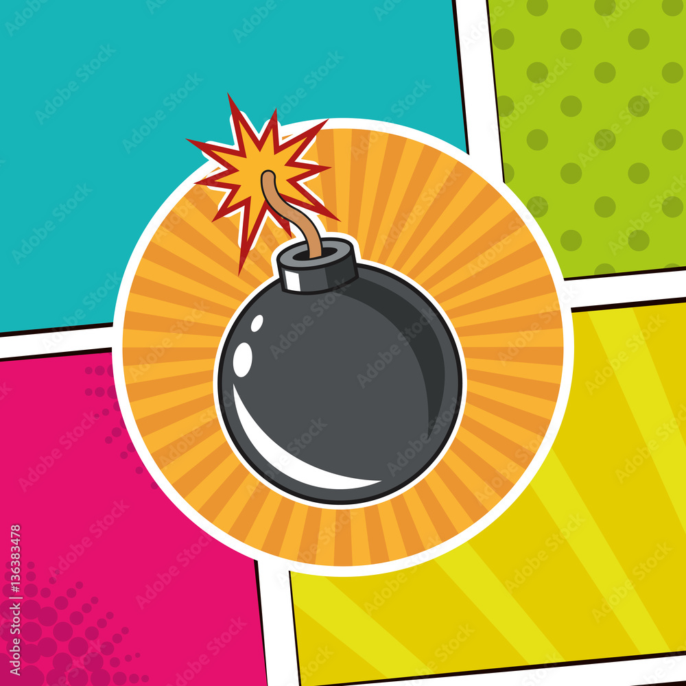 pop art bomb colored background design vector illustration eps 10 Stock ...