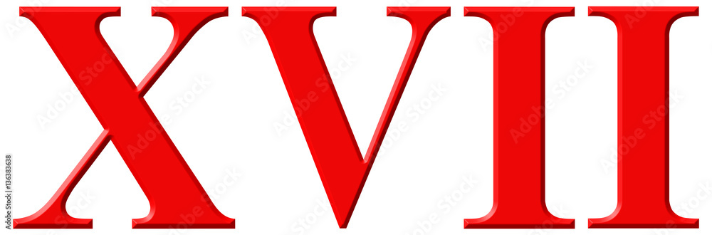 Roman numeral XVII, septendecim, 17, seventeen, isolated on whit Stock ...