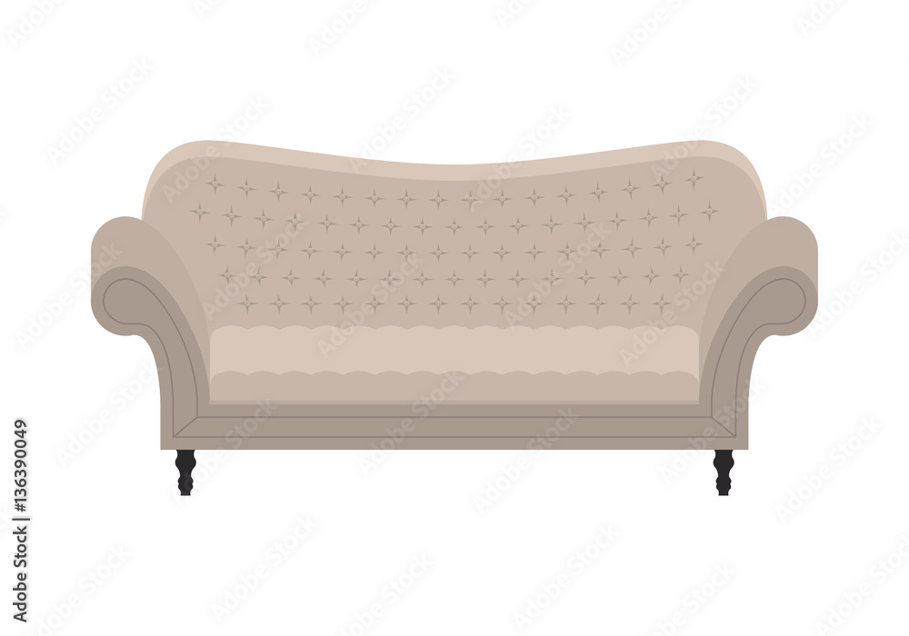 Gray vintage sofa. Icon of fashion, elegance and cozy furniture for an ...