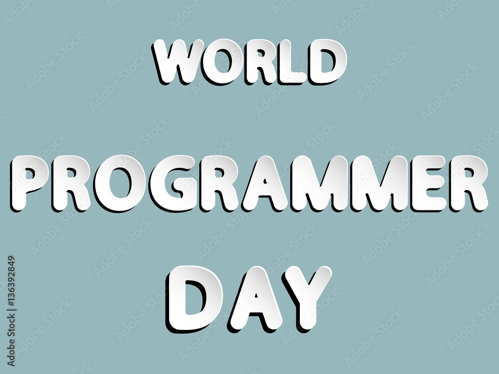 vector lettering word of world programmer day with white and gray ...
