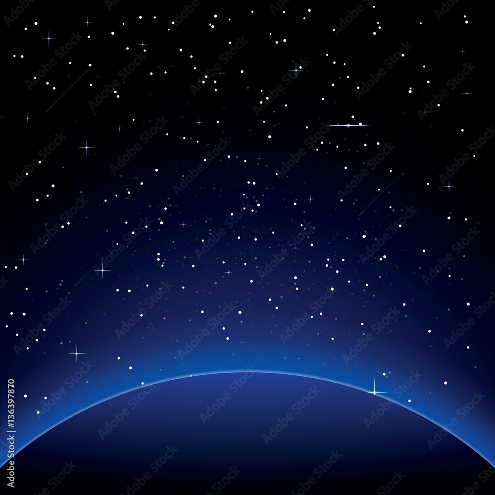 Earth with Stars. Space. Vector Illustration. Stock Vector | Adobe Stock